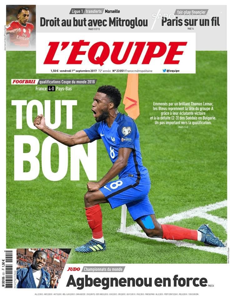 Les Unes des journaux sportifs européens du 1er septembre 2017