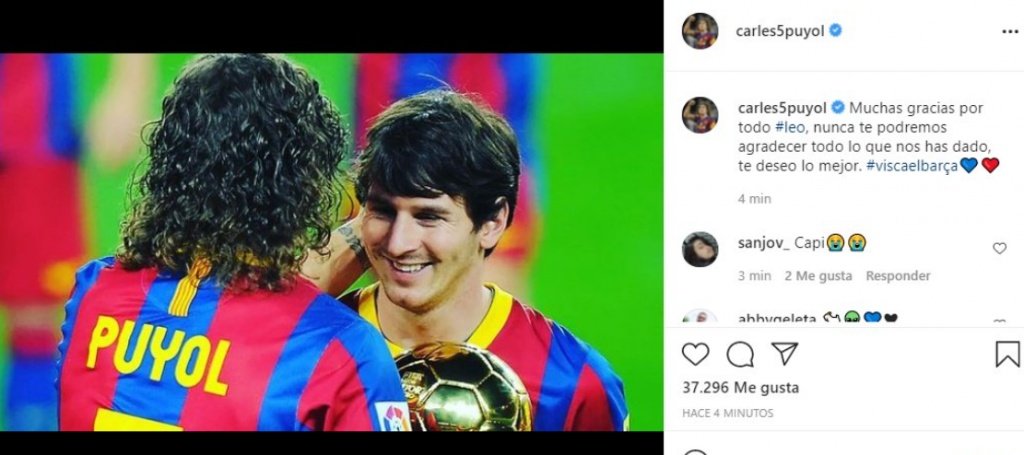 El adiós de Puyol a Messi: "Nunca te podremos agradecer todo lo que nos ...