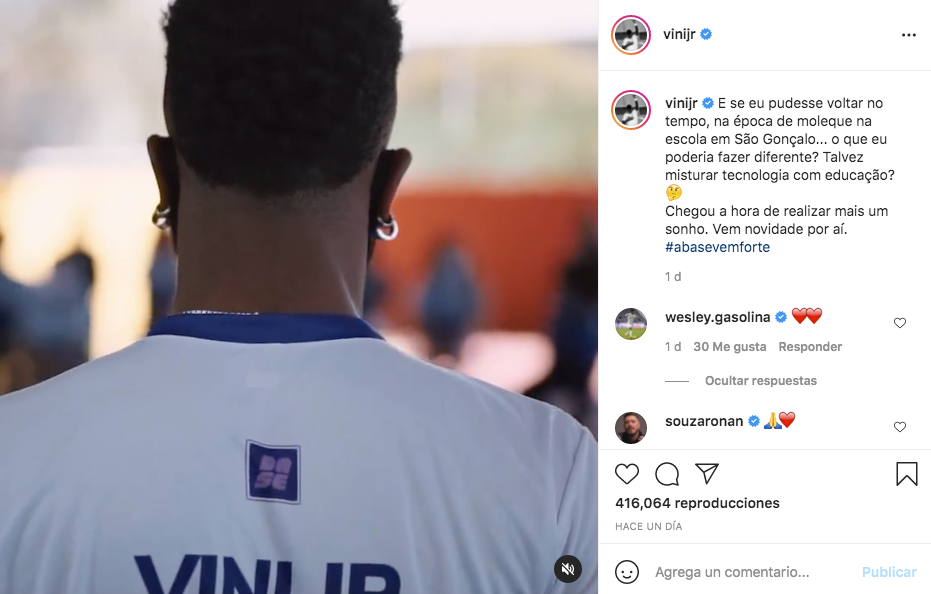 Nace el 'Instituto Vini Jr' para educar a los niños a través del fútbol