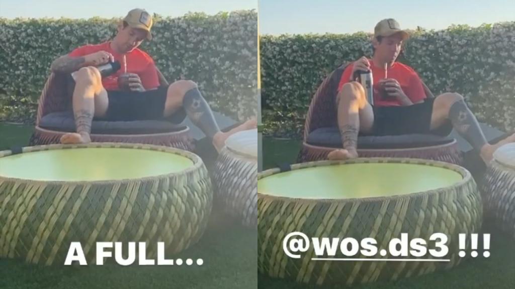 Messi relaxes drinking Maté and listening to Wos