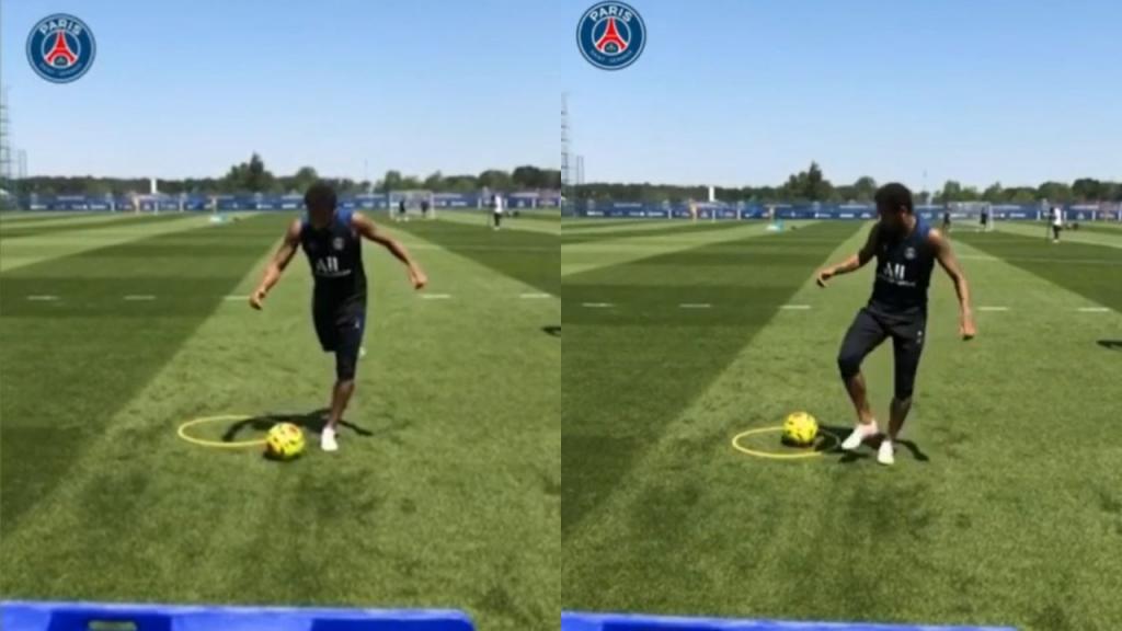 Neymar demostró su precisión en el entrenamiento