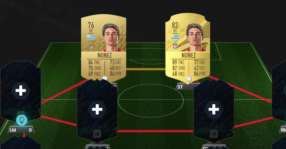 Así es la carta de Darwin Núñez en FIFA 23