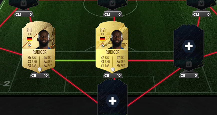 Está es la carta de Rüdiger en FIFA 23