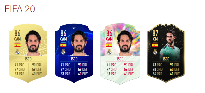 Estas son todas las cartas de Isco en el Real Madrid