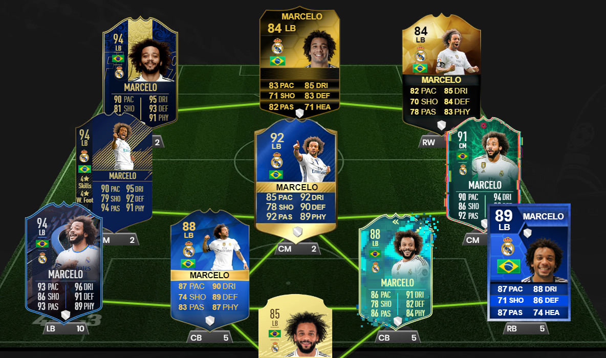 Estas son todas las cartas de Marcelo en la saga FIFA