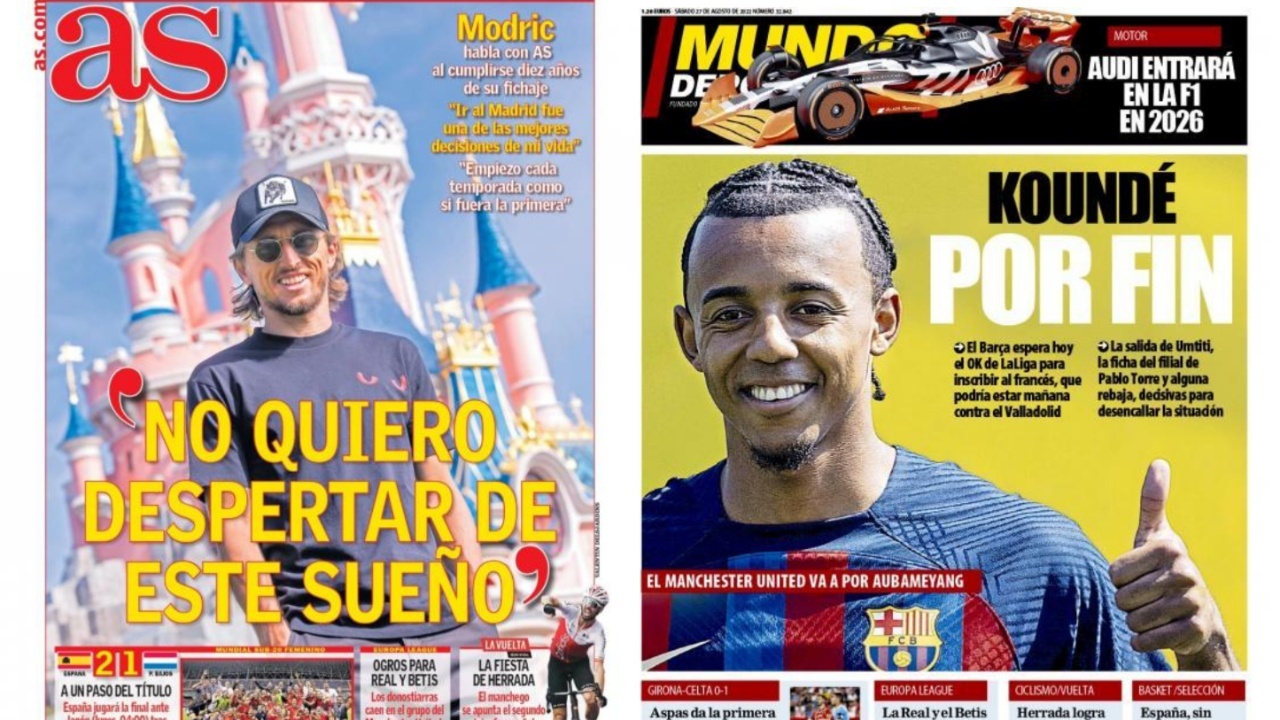 Portadas de la prensa deportiva del 27-08-22