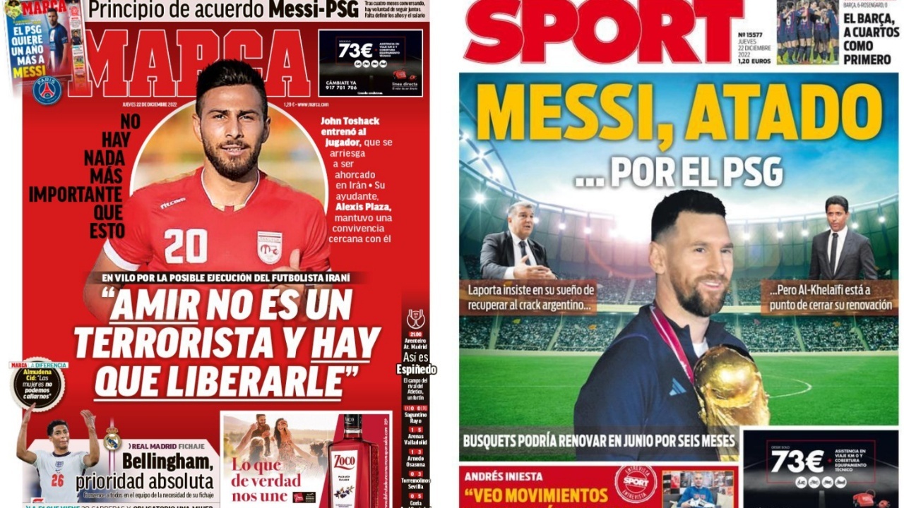 Portadas de la prensa deportiva del 22-12-22