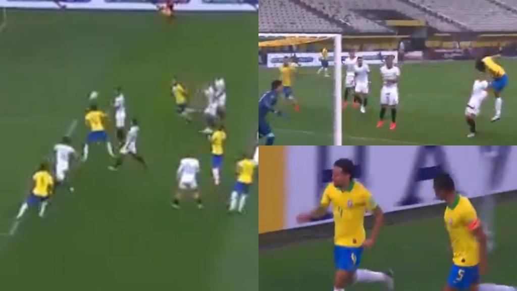 Marquinhos firmó el primer gol de Brasil con un cabezazo letal
