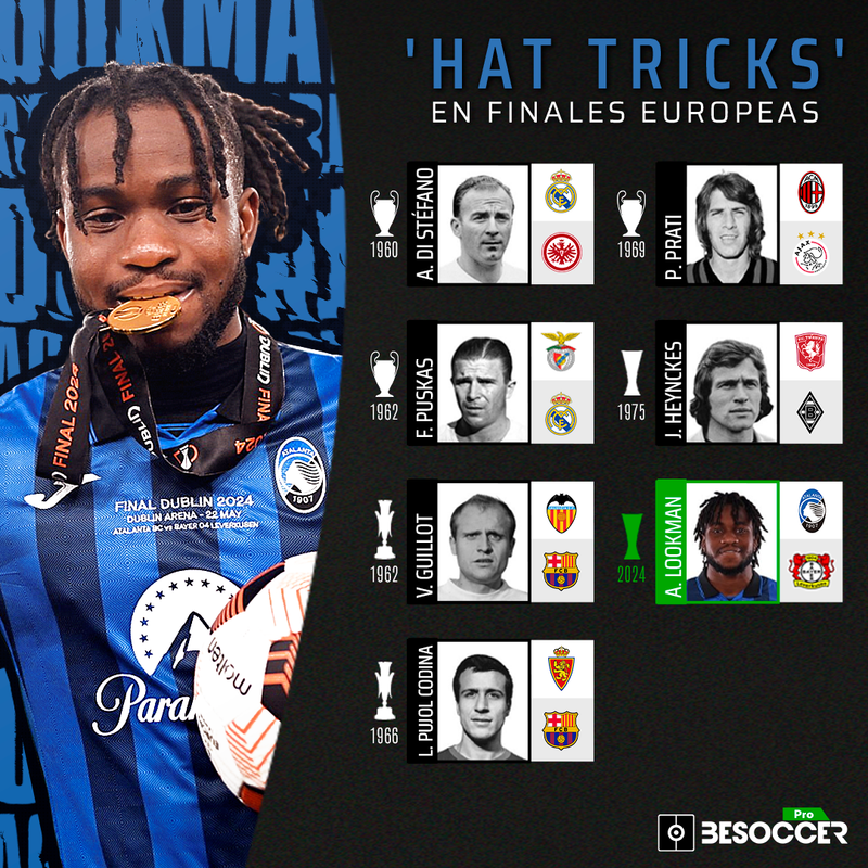 Lookman marcó el primer 'hat trick' en una final europea desde Heynckes ...