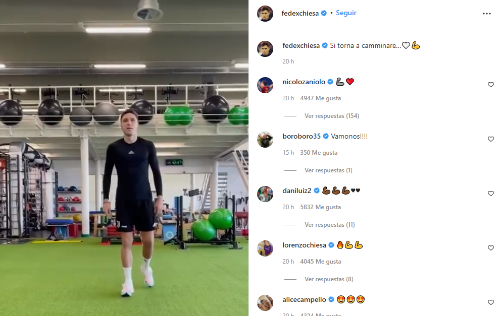 Unos pasos de gigante: Chiesa ya camina sin muletas