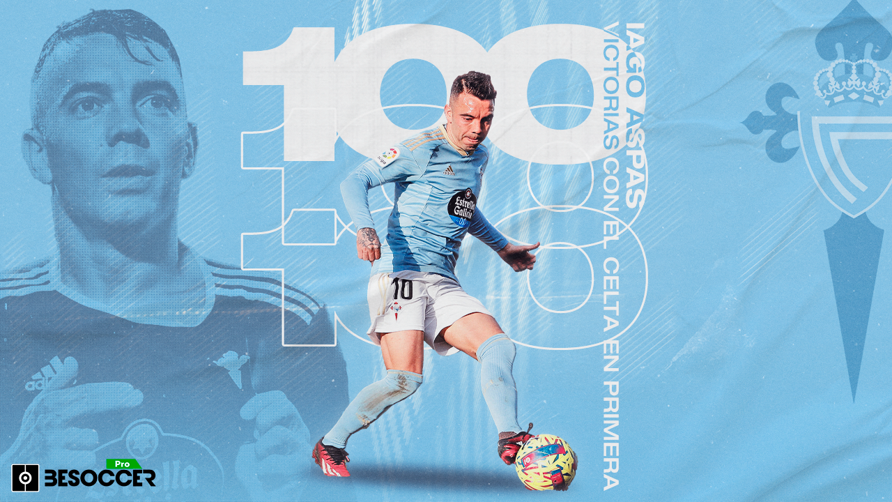 Iago Aspas celebra su victoria número 100 en Primera con el Celta