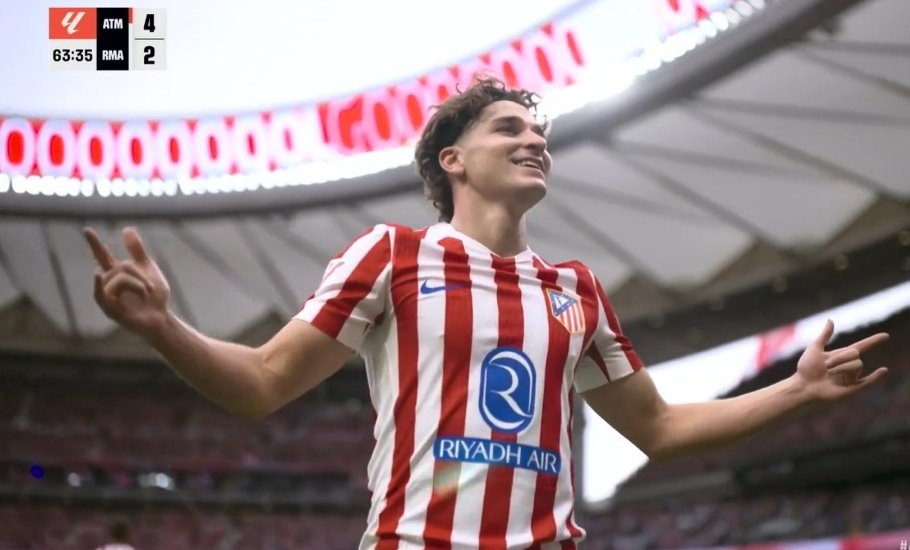 Che magia di punizione di Julián Álvarez per il 4-2 nel derby!