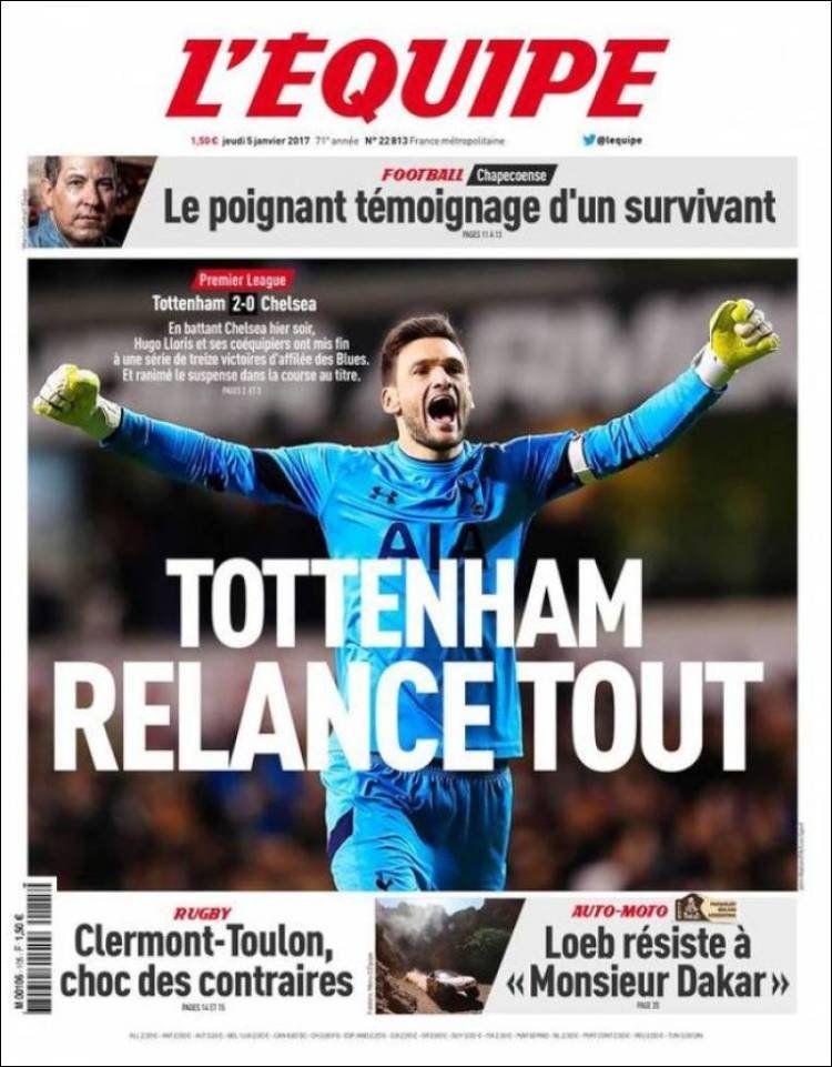 Les Unes des journaux sportifs européens du 5 janvier 2017