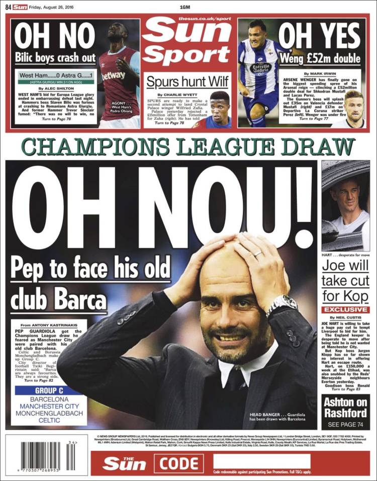 Les principales Unes des journaux sportifs du monde du 26 août 2016