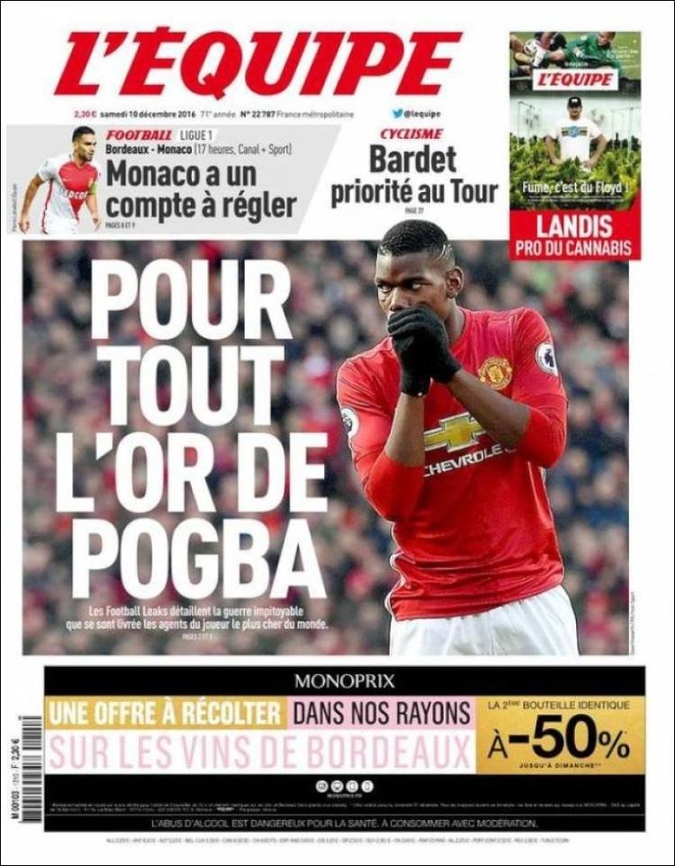 Les Unes des journaux sportifs européens du 10 décembre 2016