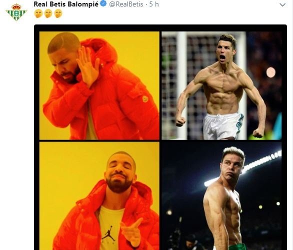 ¡Qué arte! El Betis publicó un 'meme' comparando a Joaquín con Cristiano