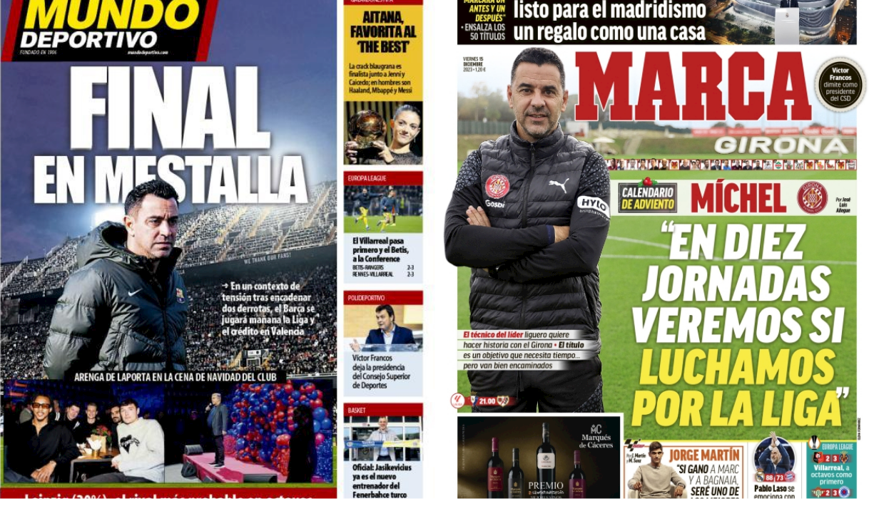 Portadas de la prensa deportiva del 15-12-23