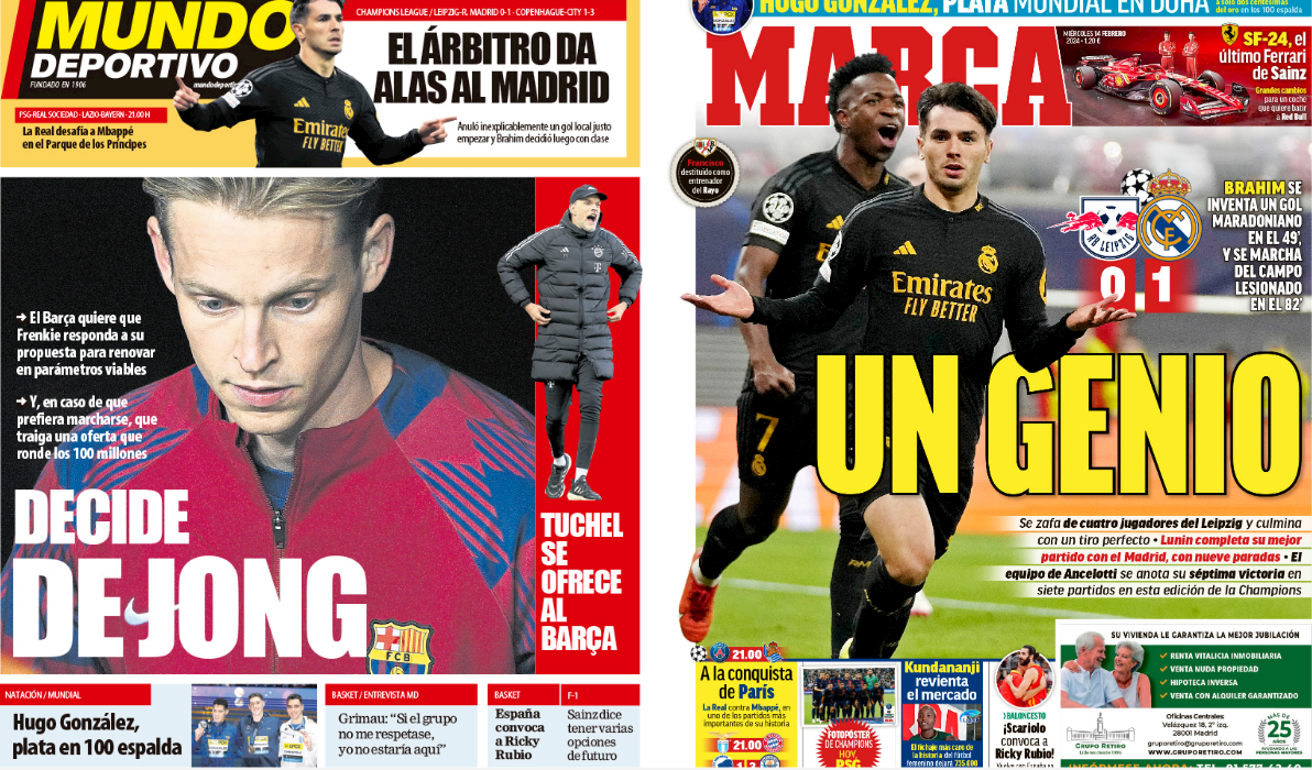 Portadas de la prensa deportiva del 14-02-24