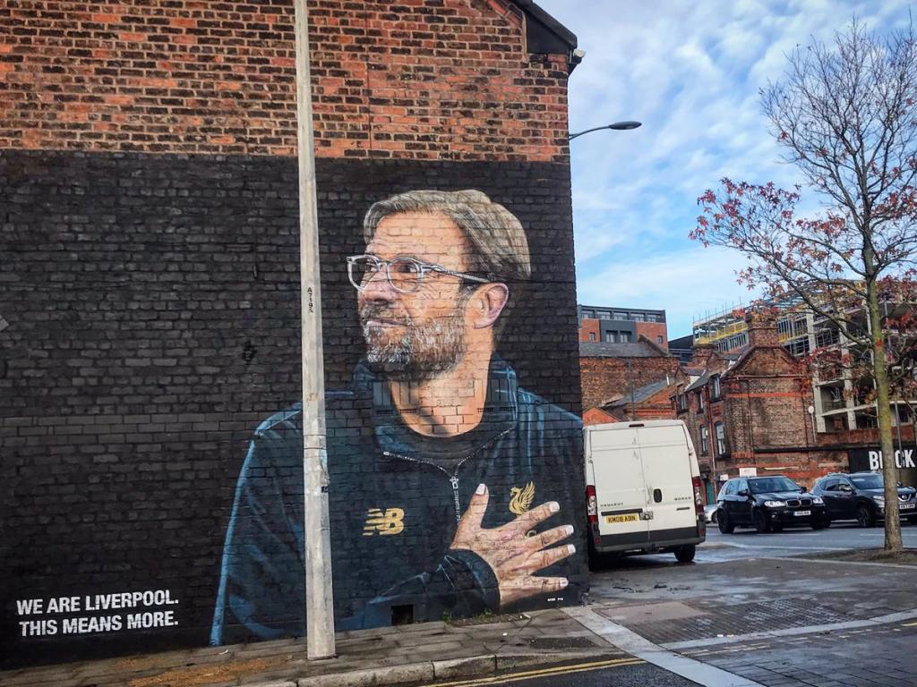 El espectacular mural de Klopp en pleno centro de Liverpool