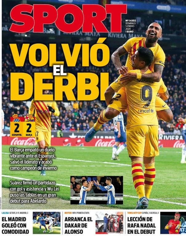 Les Unes des journaux sportifs en Espagne du 5 janvier 2020