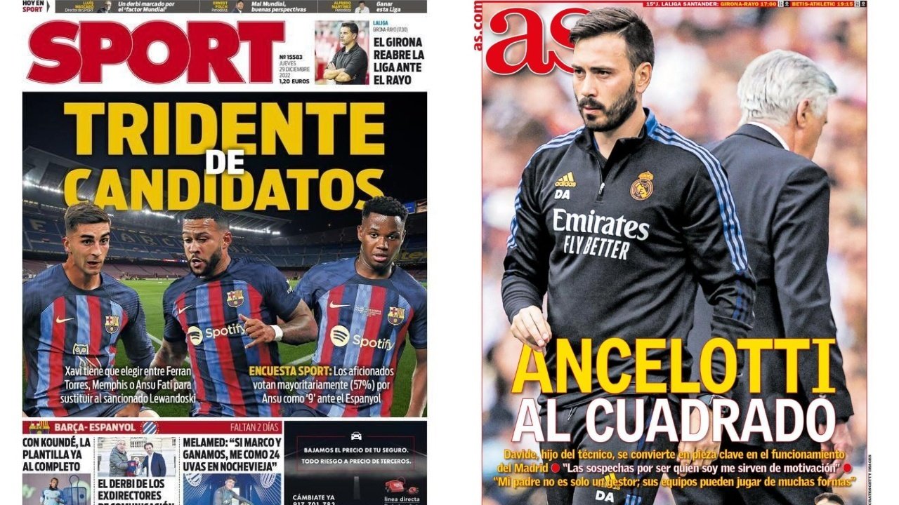 Portadas de la prensa deportiva del 29-12-22