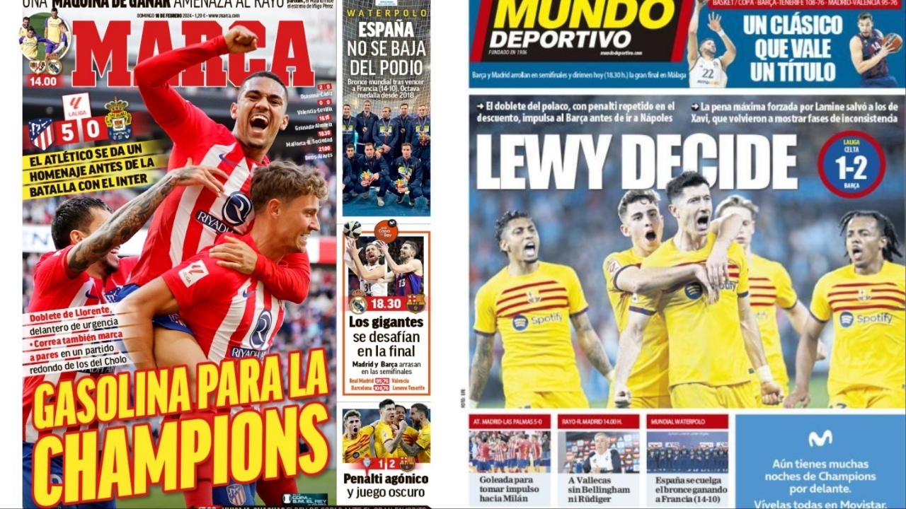 Portadas de la prensa deportiva del 18-02-24