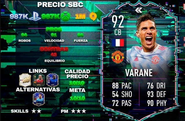 Soluciones más baratas del SBC Varane Flashback: ¿mejor central meta de ...