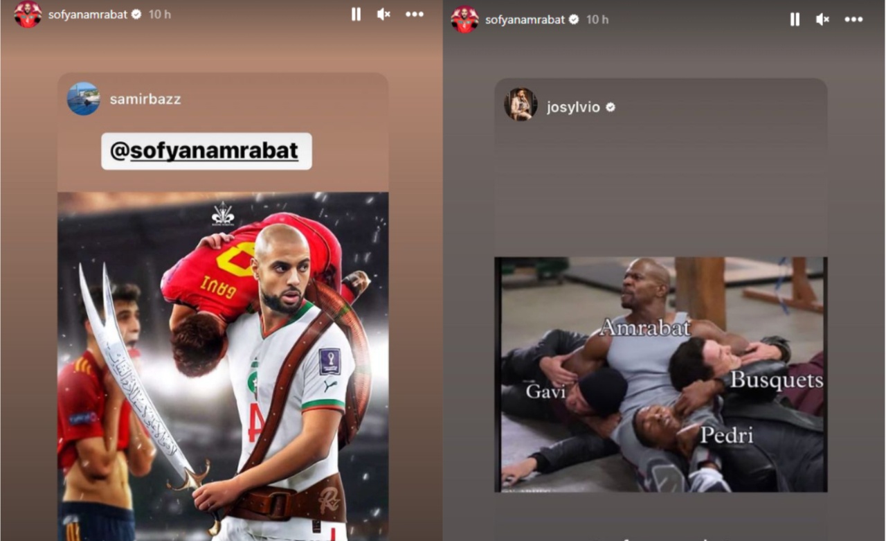 Sofyan Amrabat, espada en mano y con Gavi al hombro, celebró su 'conquista'